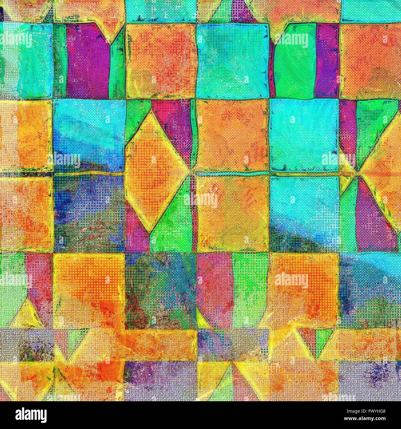 Geometric grunge aging texture, art background. With different color ...