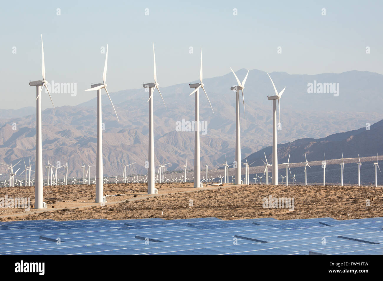 Windmill and solar energy in Palm Springs California. Windmills and ...