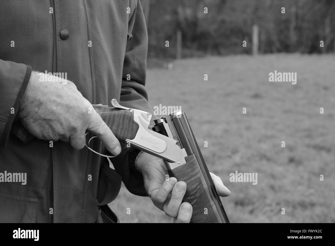 Man Shooting Shotgun Black and White Stock Photos & Images - Alamy
