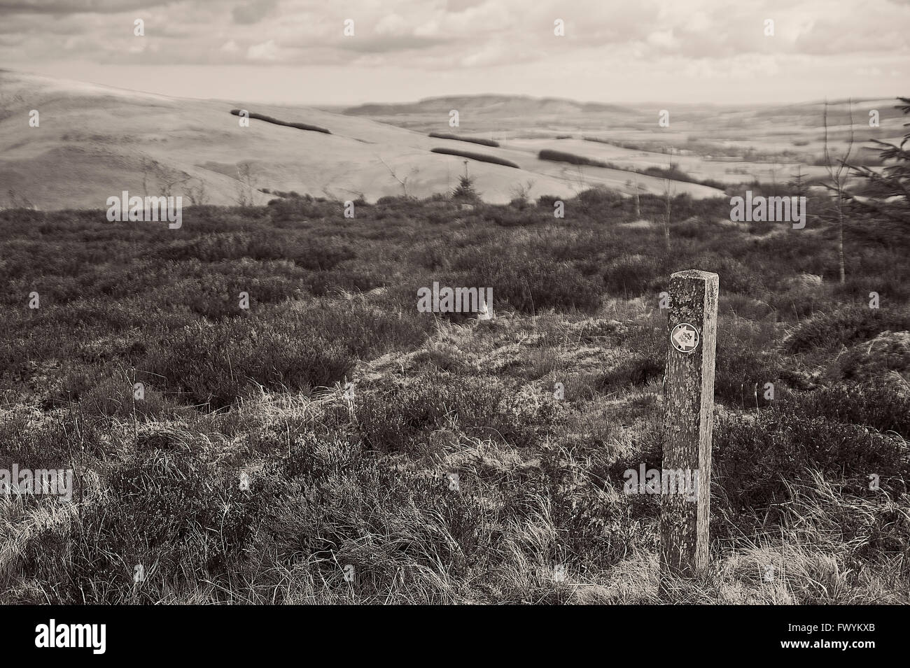 sign post on Innerdownie hill above Glenquey farm, Glen Devon, Perth ...