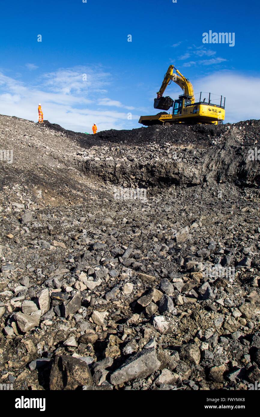 Borders Railway Construction showing diggers clearing rocks Stock Photo ...