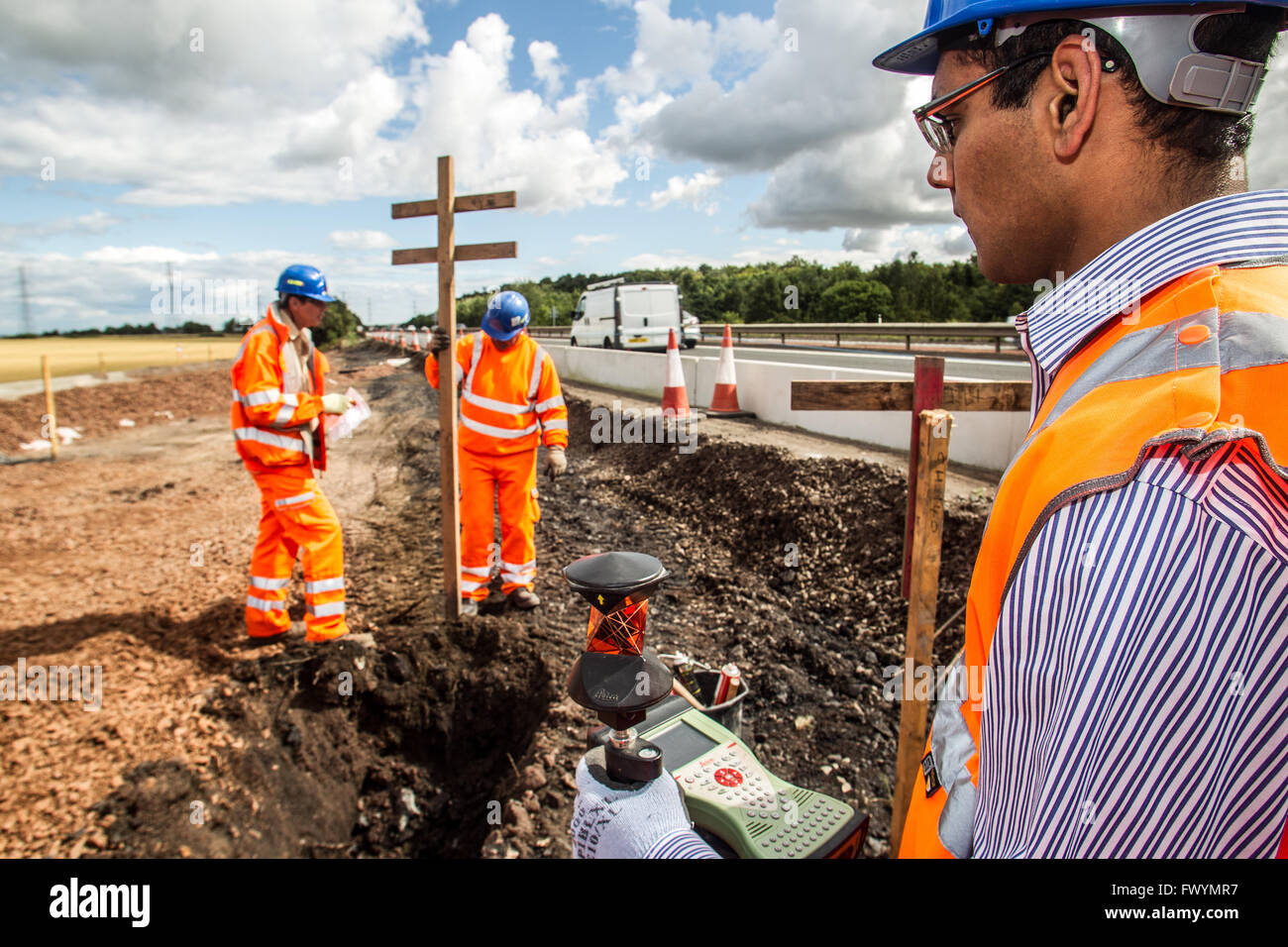 Surveyors at work during Borders Railway Construction Stock Photo - Alamy