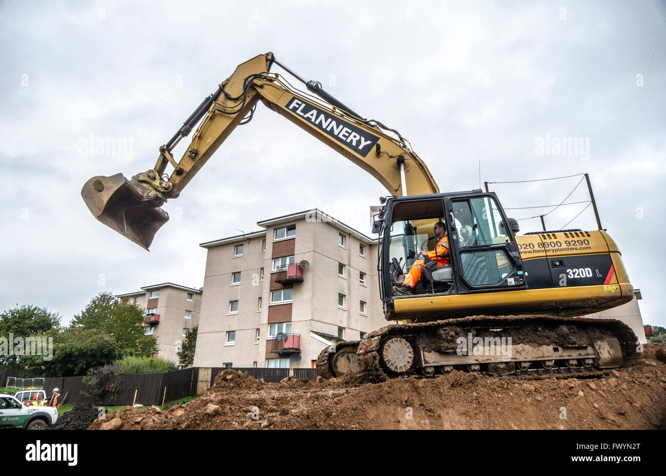Diggers working in Quarry for Borders railway Construction, Scotland ...