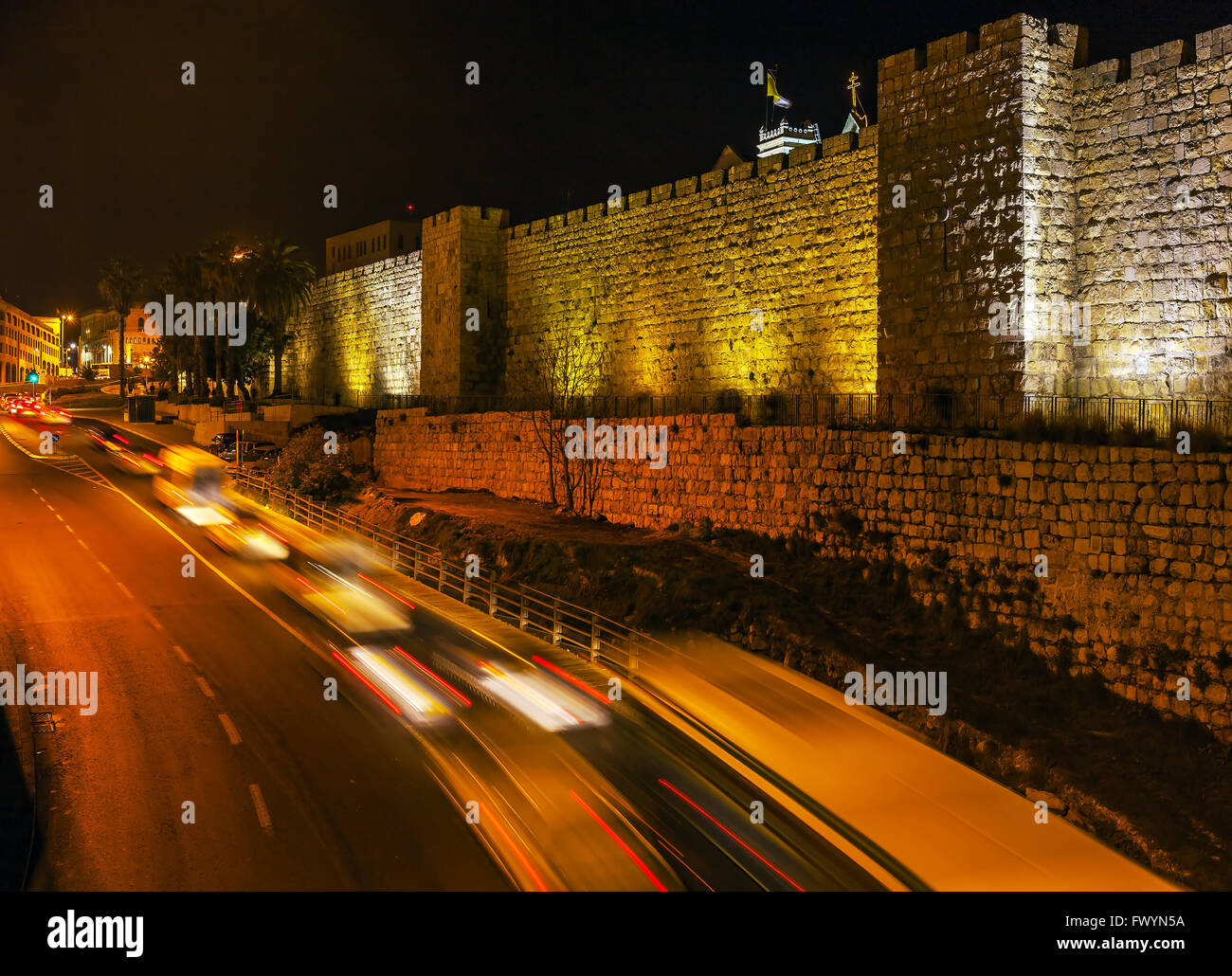 Walls of Ancient City at Night, Jerusalem, Israel Stock Photo - Alamy