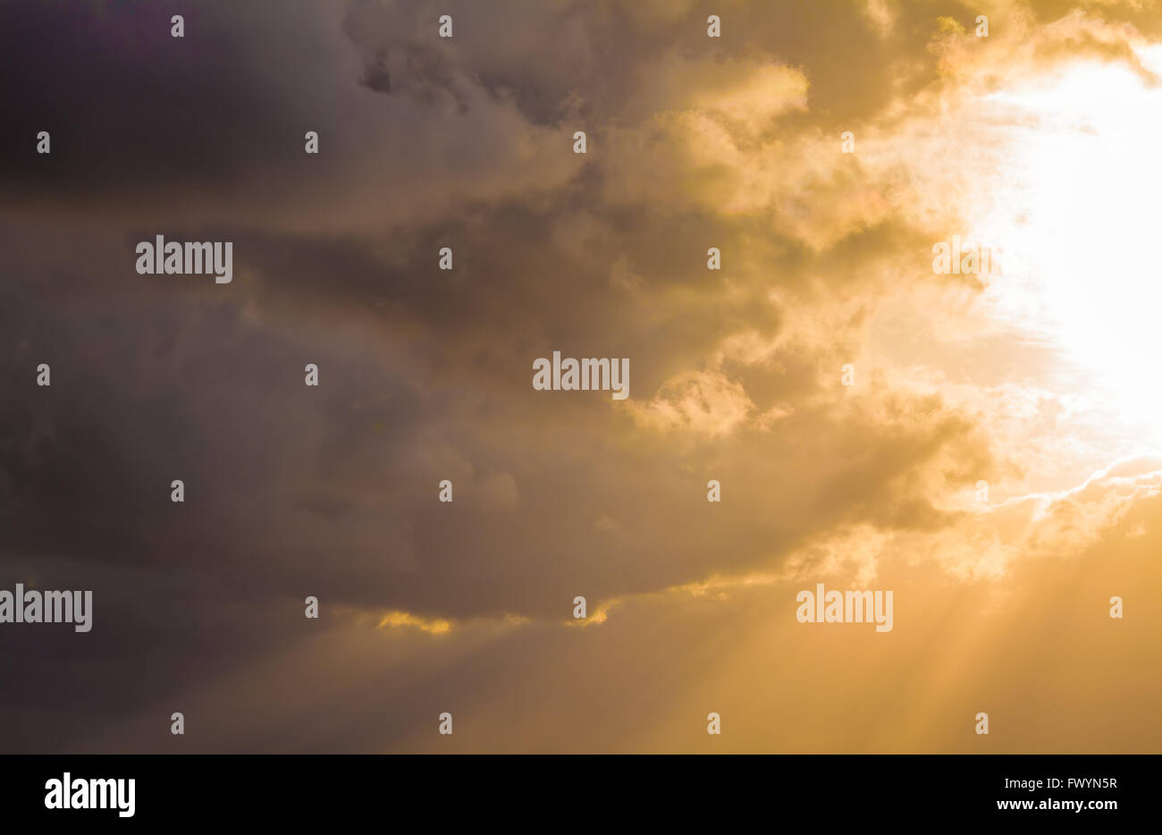 Dramatic Light with Sun Rays and Heavy Clouds above Mediterranean Sea ...