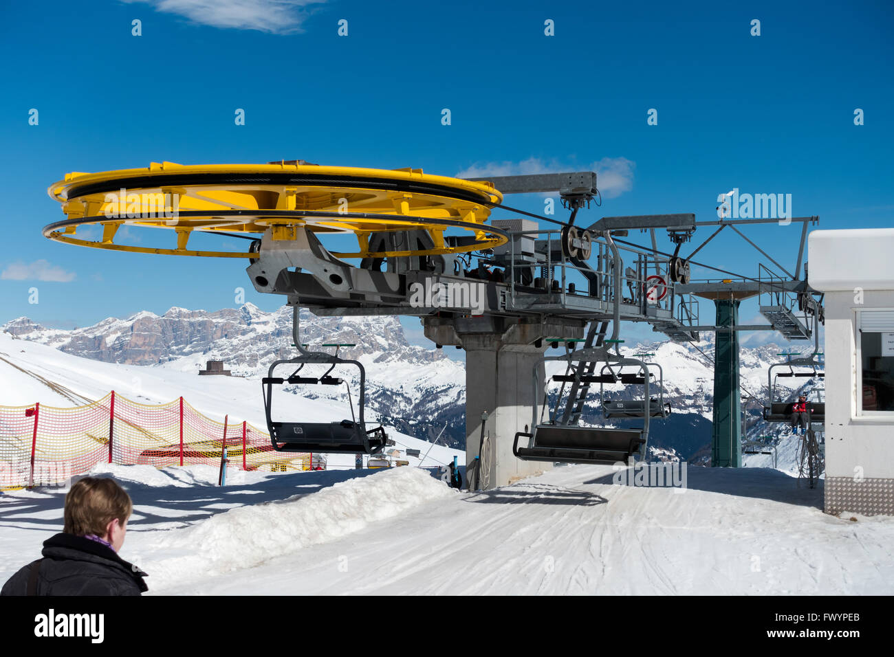 Chair Lift in the Dolomites at Pordoi Stock Photo - Alamy