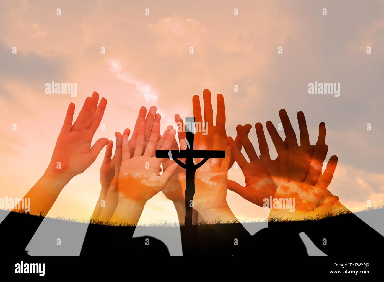 People raising hands hi-res stock photography and images - Alamy