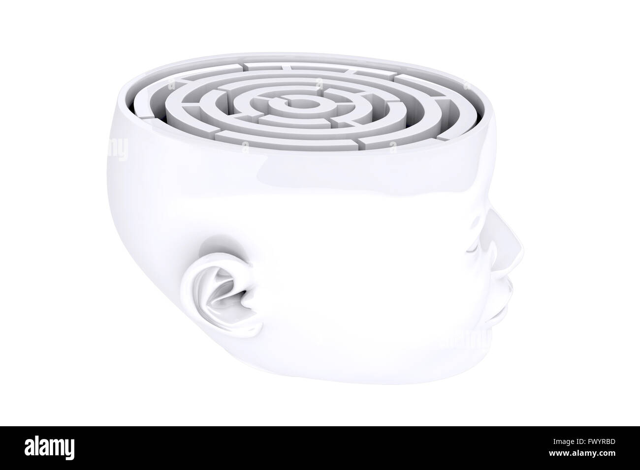 Composite image of maze brain in head Stock Photo - Alamy