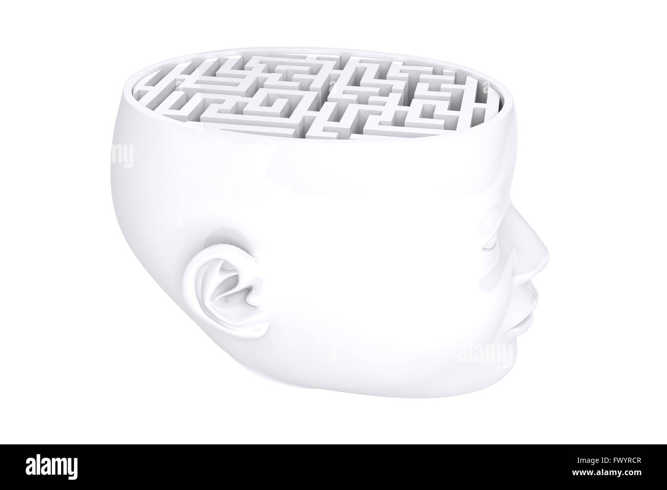 Composite image of maze brain in head Stock Photo - Alamy