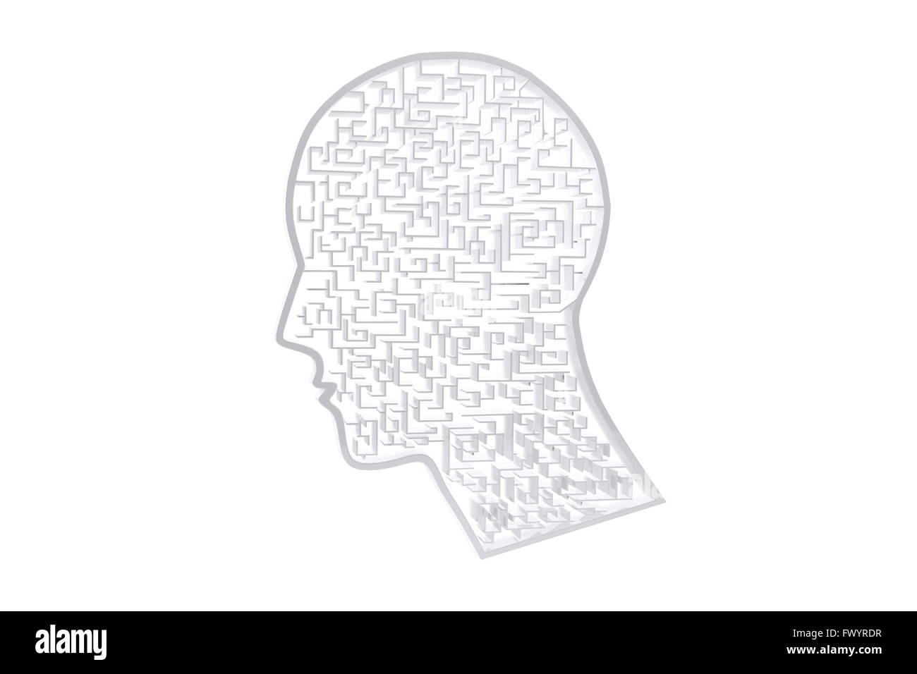 Composite image of maze brain in head Stock Photo - Alamy