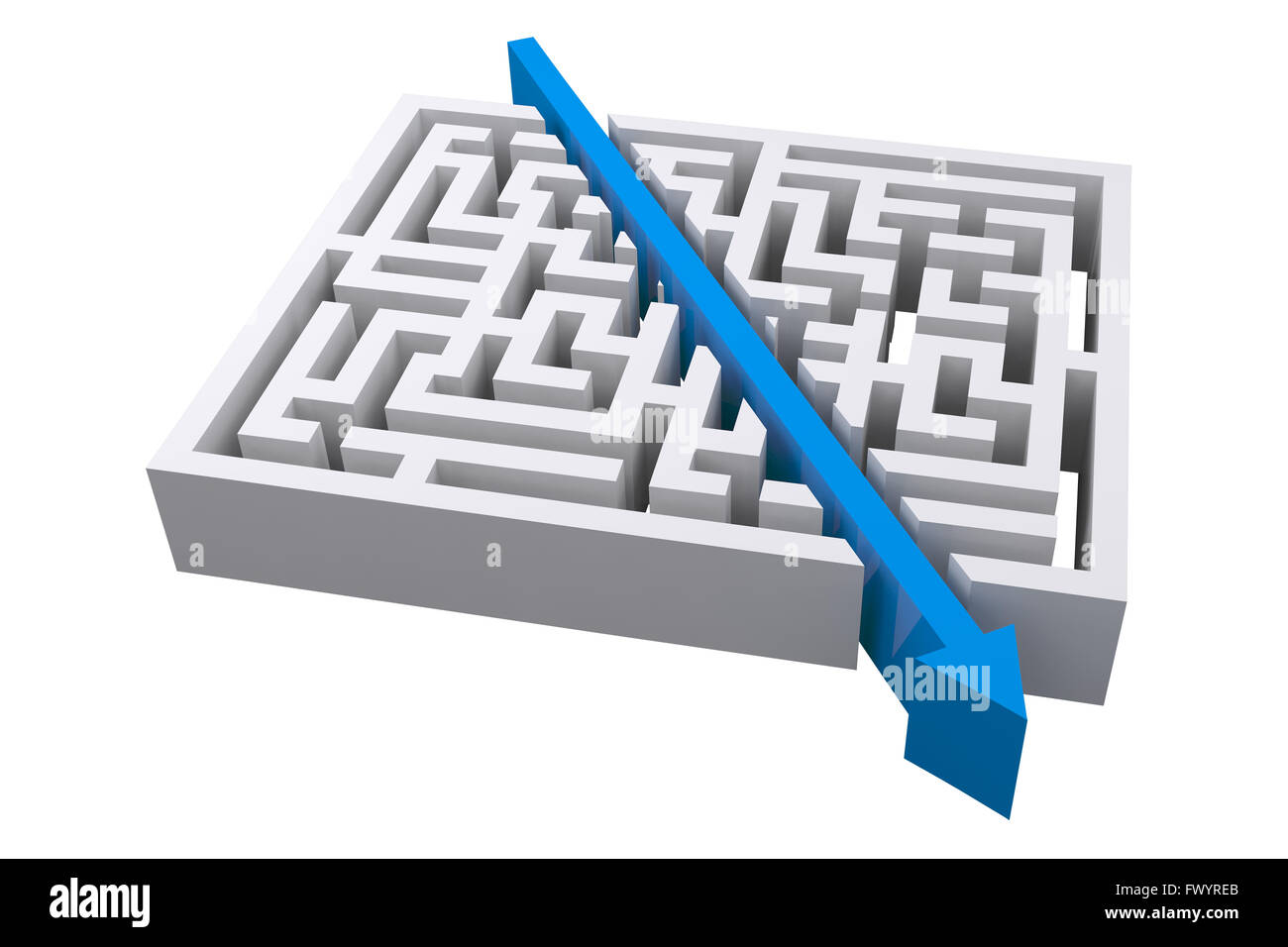 Composite image of arrow through maze Stock Photo - Alamy