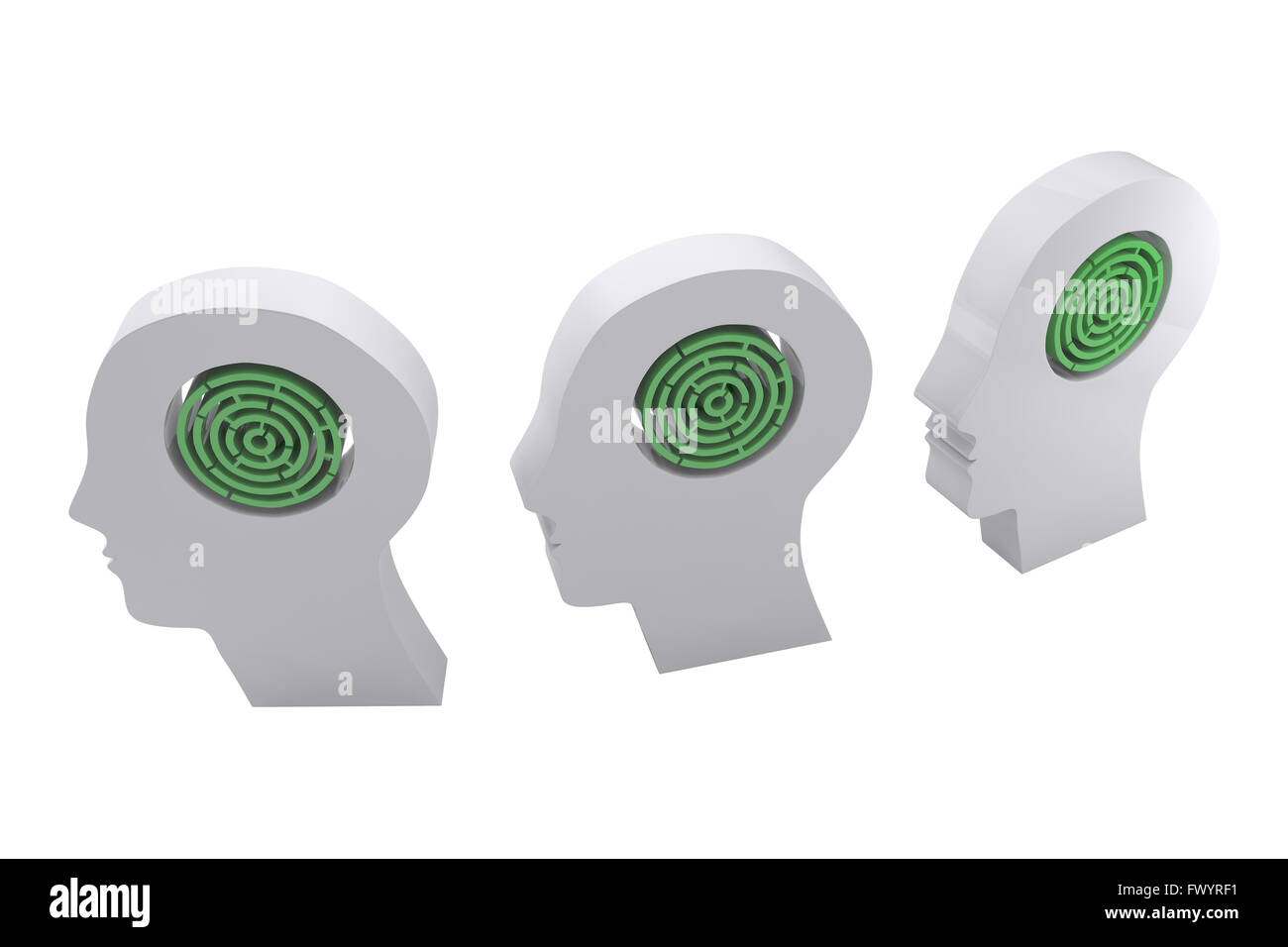 Composite image of maze brain in head Stock Photo - Alamy