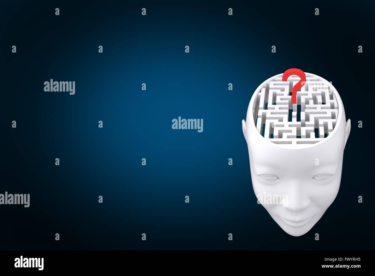 Composite image of maze brain in head Stock Photo - Alamy