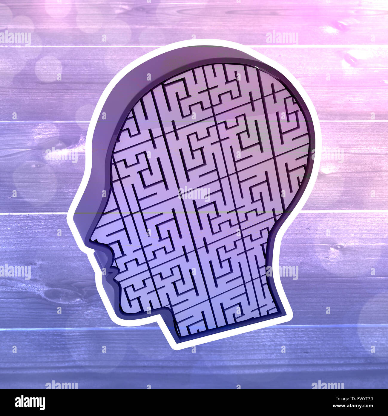 Composite image of maze brain in head Stock Photo - Alamy