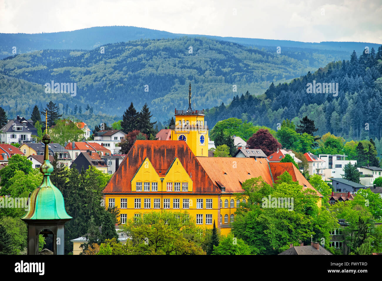 Panoramic view of Baden-Baden city and the hills. Baden-Baden is a spa ...