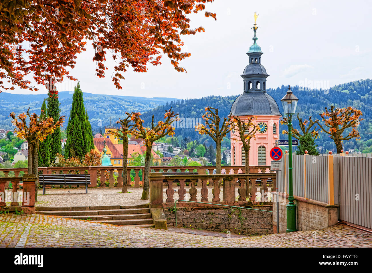Panoramic view on Baden-Baden church and the city. Baden-Baden is a spa ...