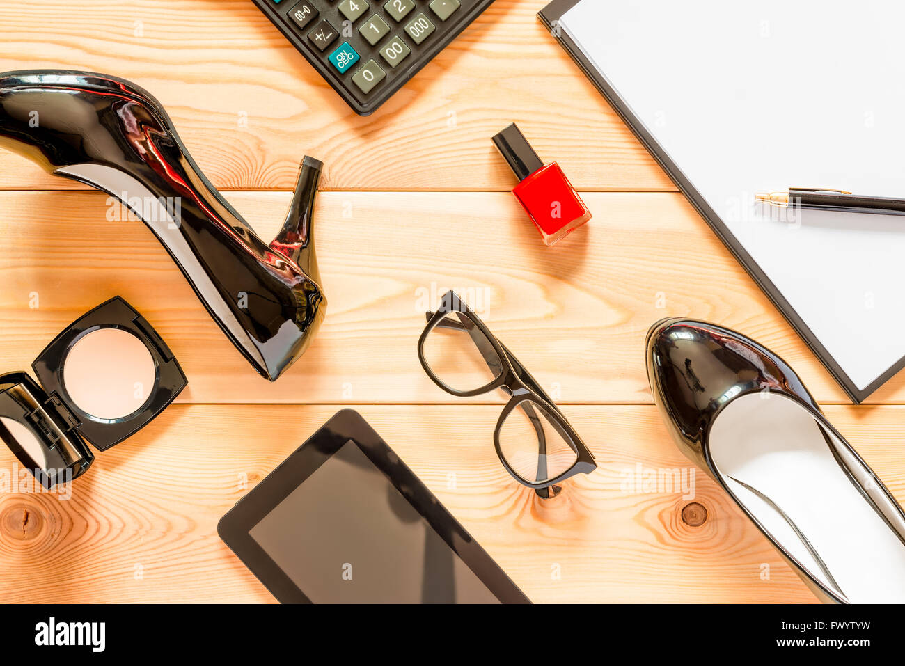 top view of female business accessories Stock Photo - Alamy
