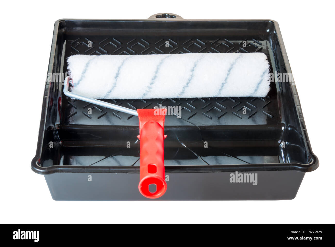 roller for painting walls in a tray isolated Stock Photo - Alamy