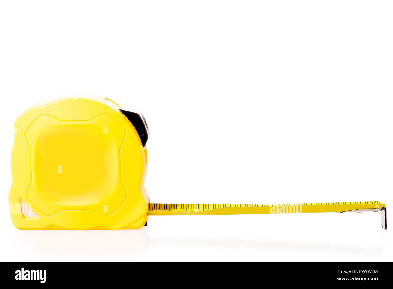 the yellow measuring tape isolated close up Stock Photo - Alamy