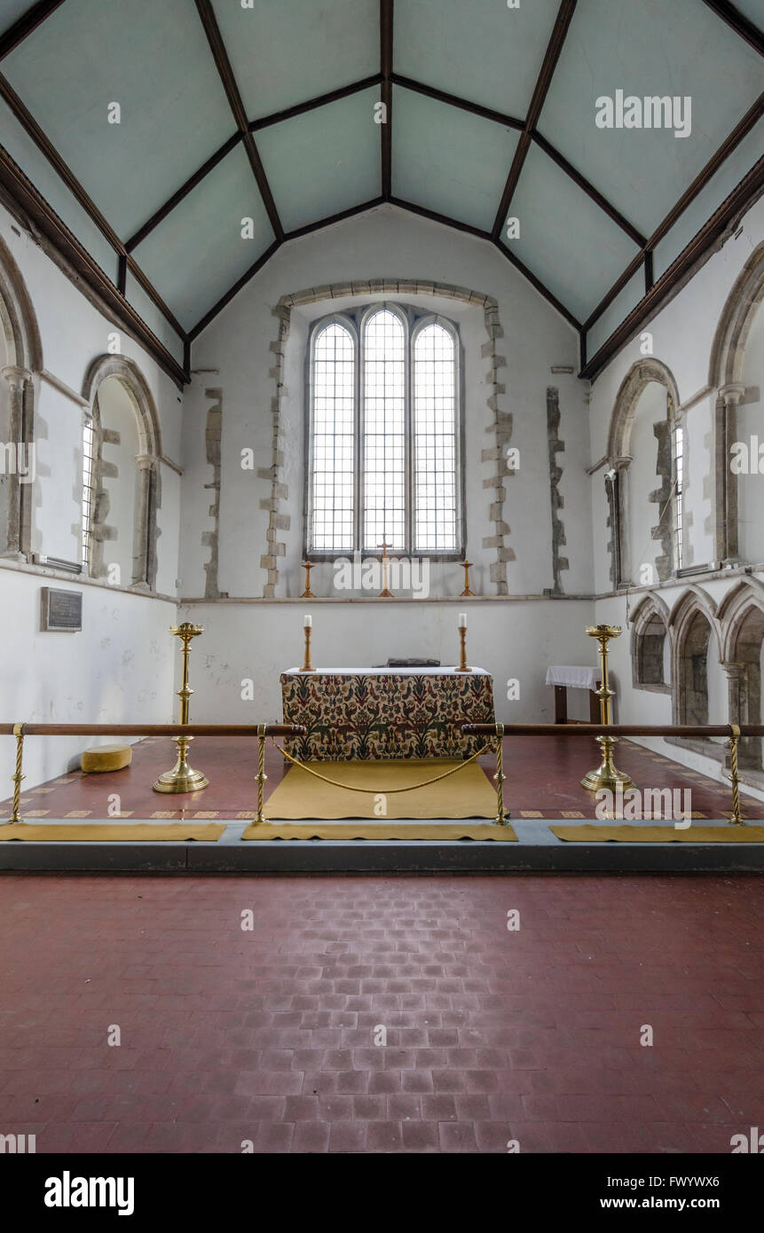 View of the chancel and altar of Saint Augustines church, Brookalnd ...