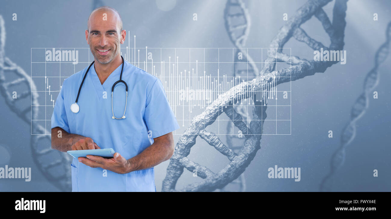 Smiling doctor using tablet computer Stock Photo - Alamy