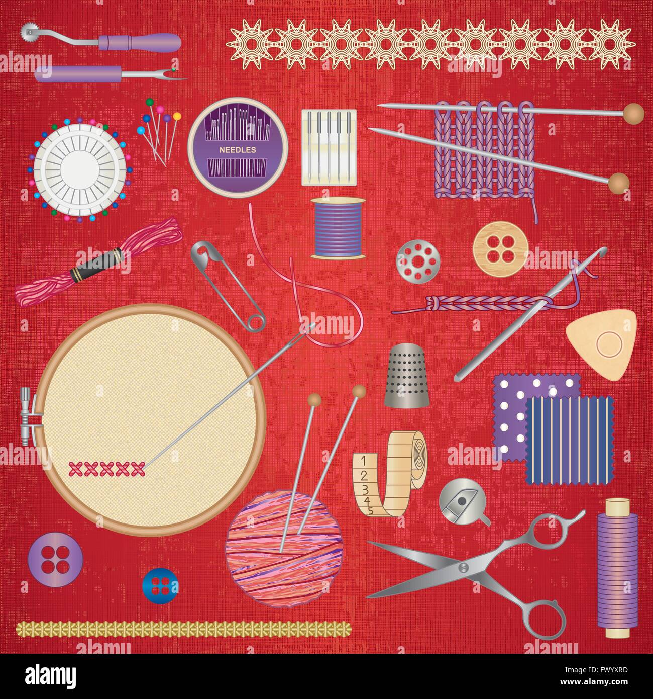 Knitting accessories Stock Vector Images - Alamy