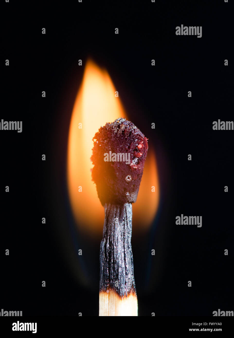 Burning match stick isolated on black backgorund Stock Photo - Alamy