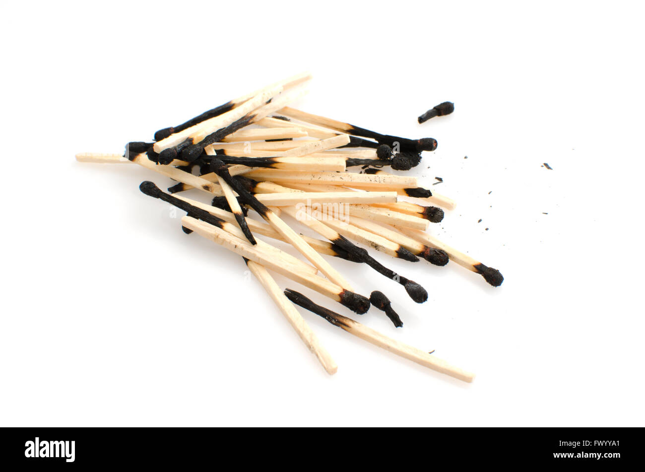 Pile of used matches isolated on white background Stock Photo - Alamy