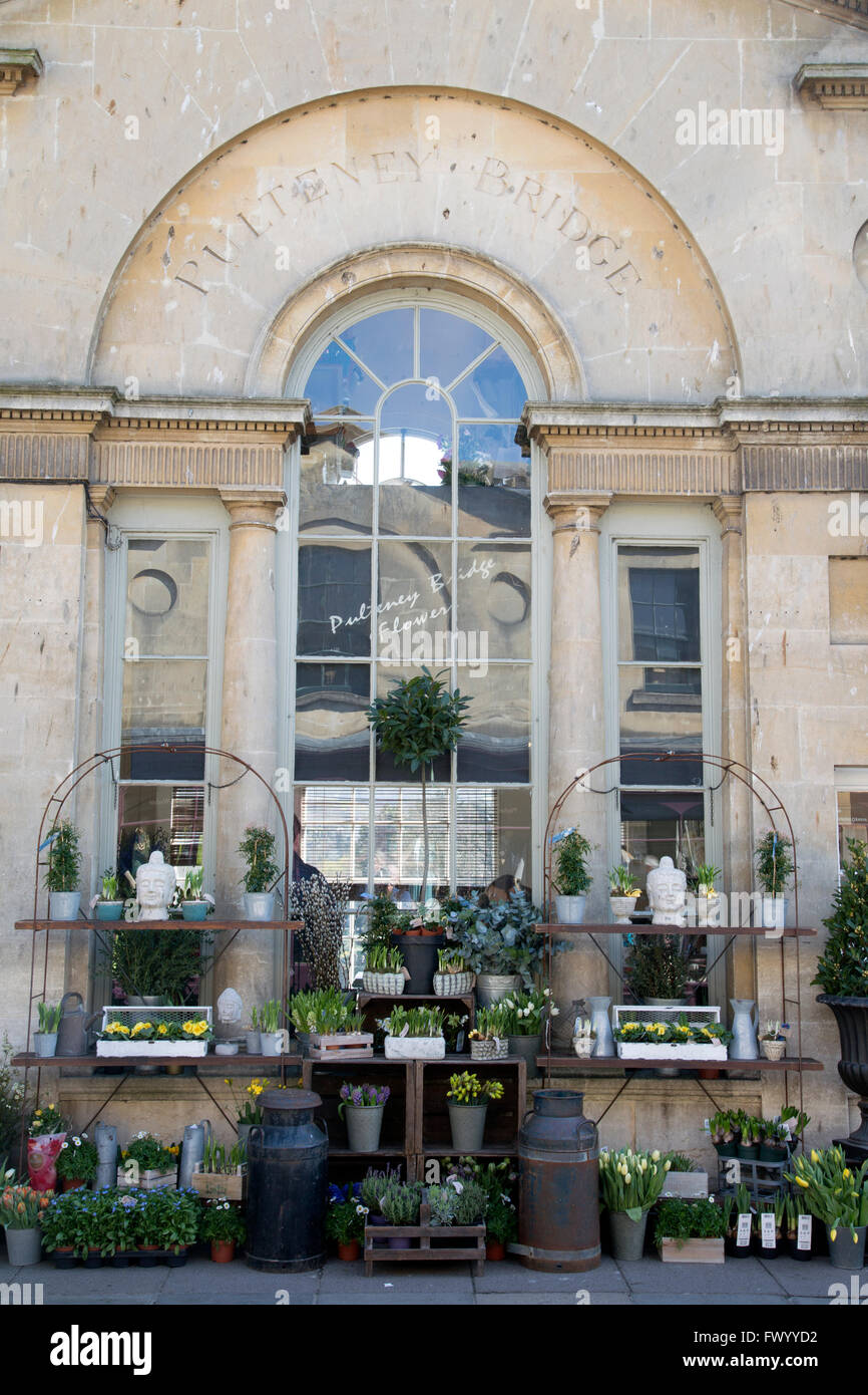 Florist on Pulteney Bridge, Bath, England, UK Stock Photo - Alamy