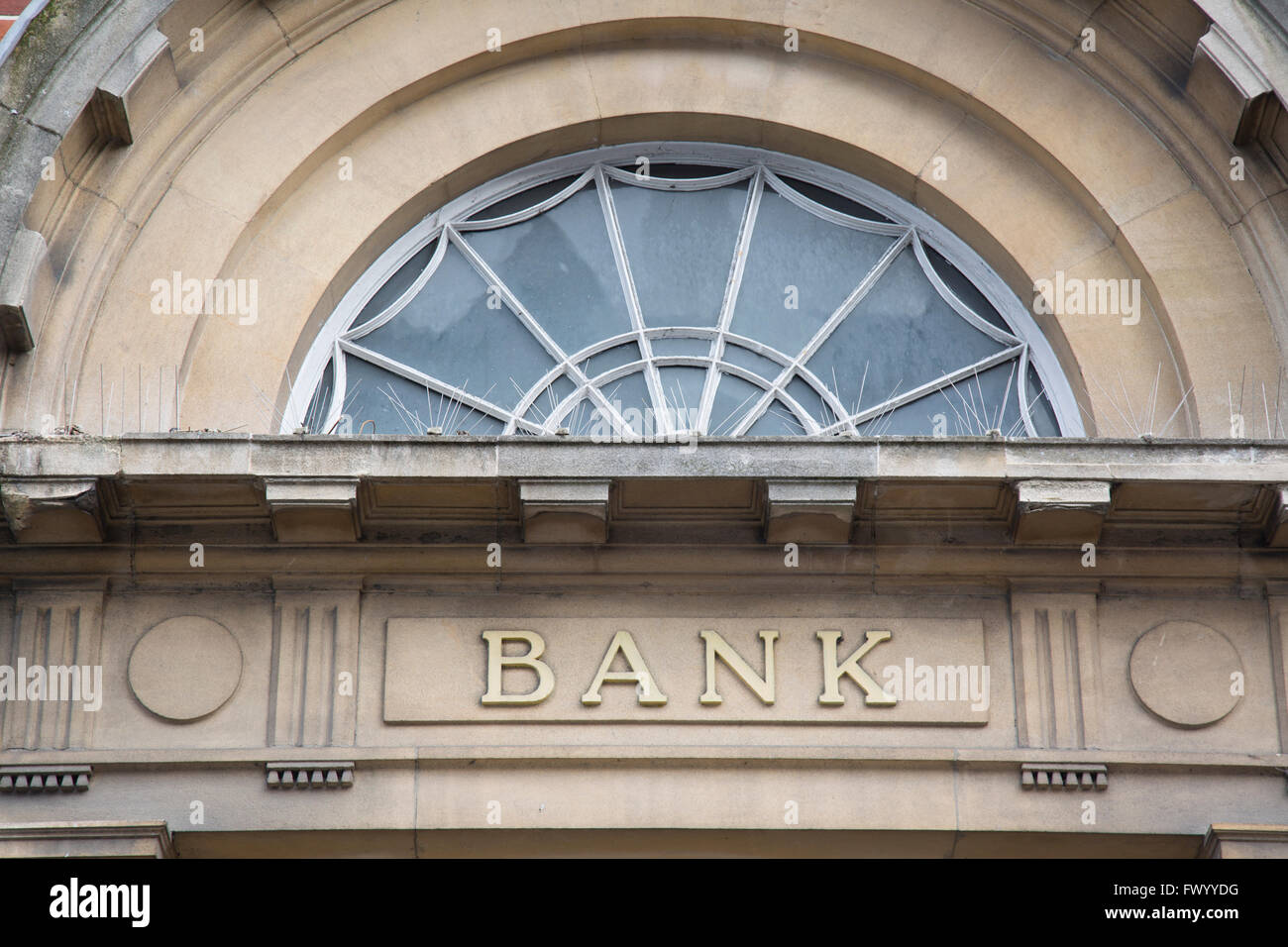 Bank Sign above Building Entrance Stock Photo - Alamy