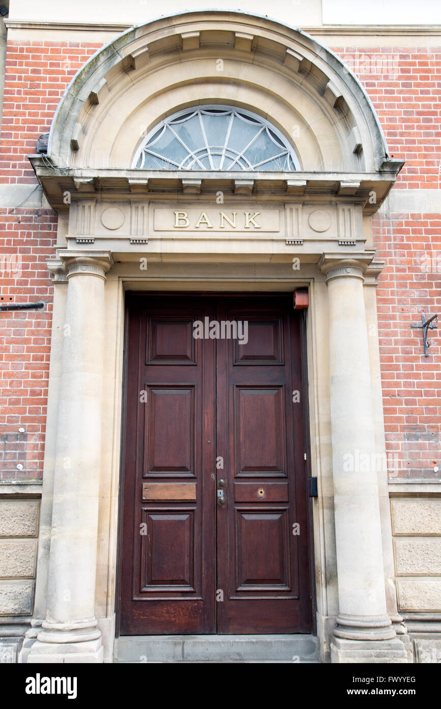 Bank Sign above Building Entrance Stock Photo - Alamy