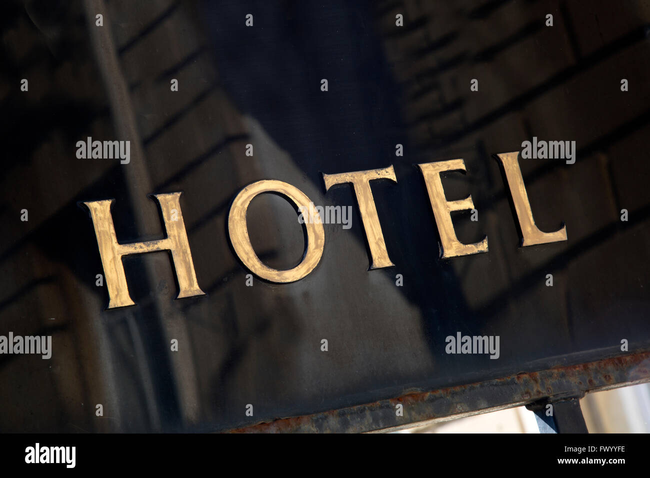 Hotel sign on diagonal slant hi-res stock photography and images - Alamy