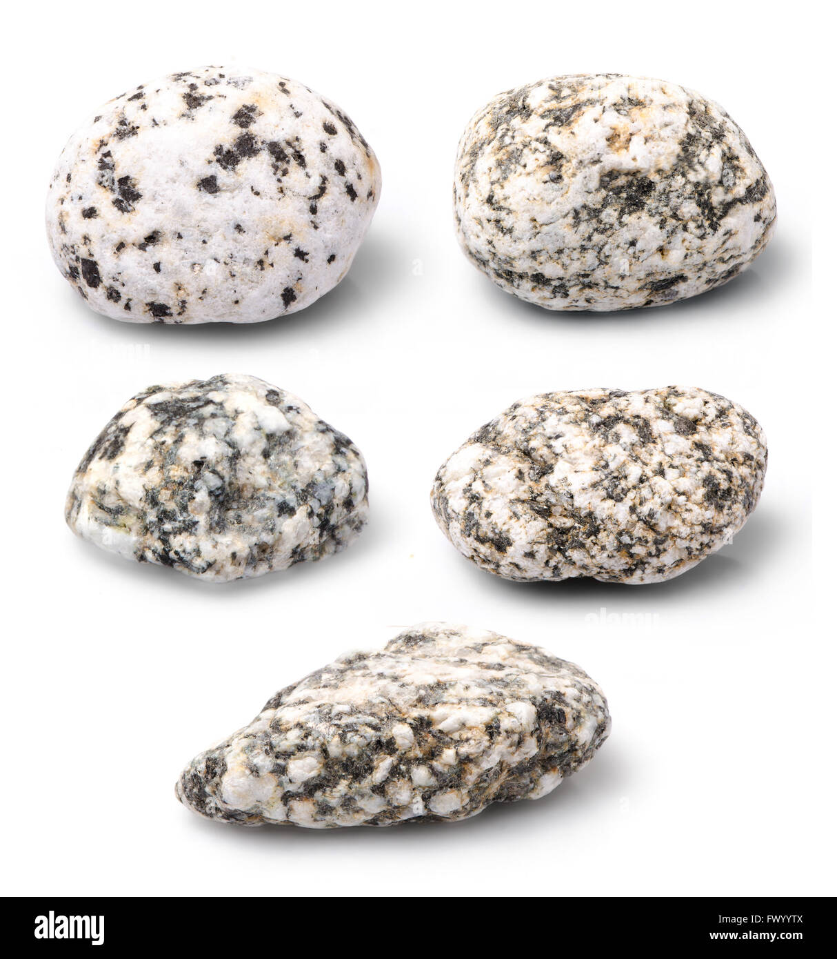 Set of five stones isolated on white background Stock Photo - Alamy
