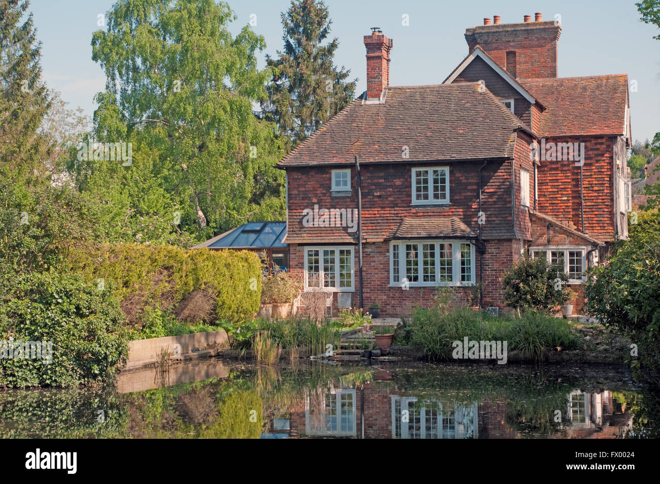 Cranbrook, House by Pond, Kent, England Stock Photo - Alamy