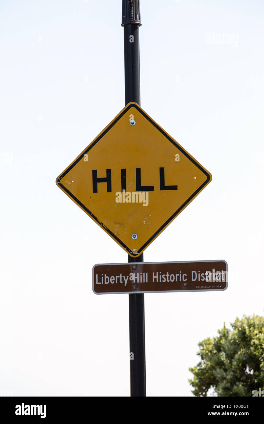 San Francisco sign of Hill - Liberty hill historic district Stock Photo ...