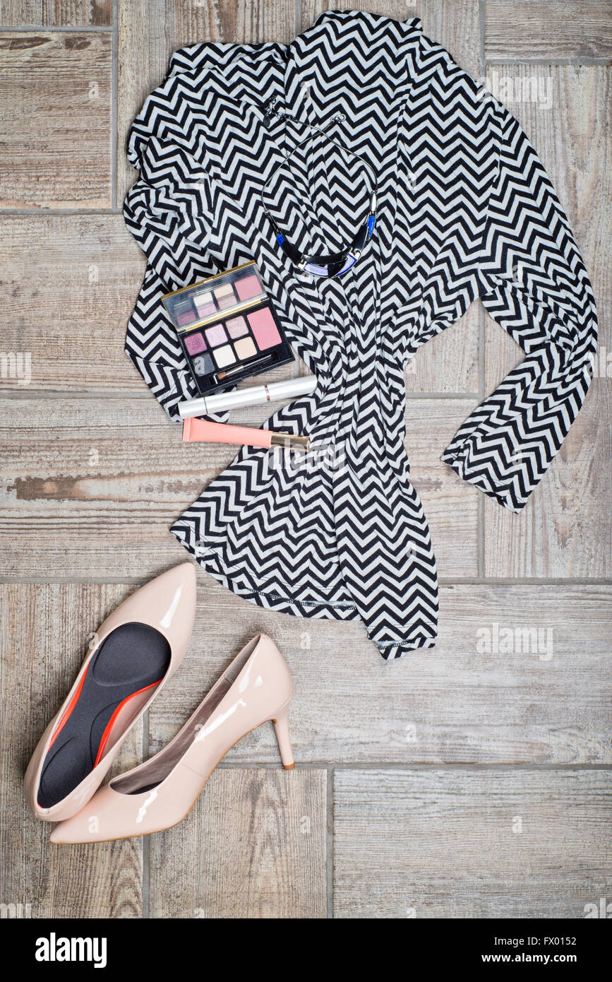 Aerial view of woman's fashion with accessories Stock Photo - Alamy