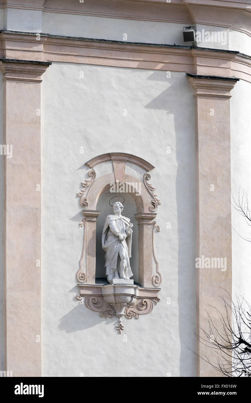 Statue on the Wall of SS Philip and Jacob Parish Church in Cortina d ...