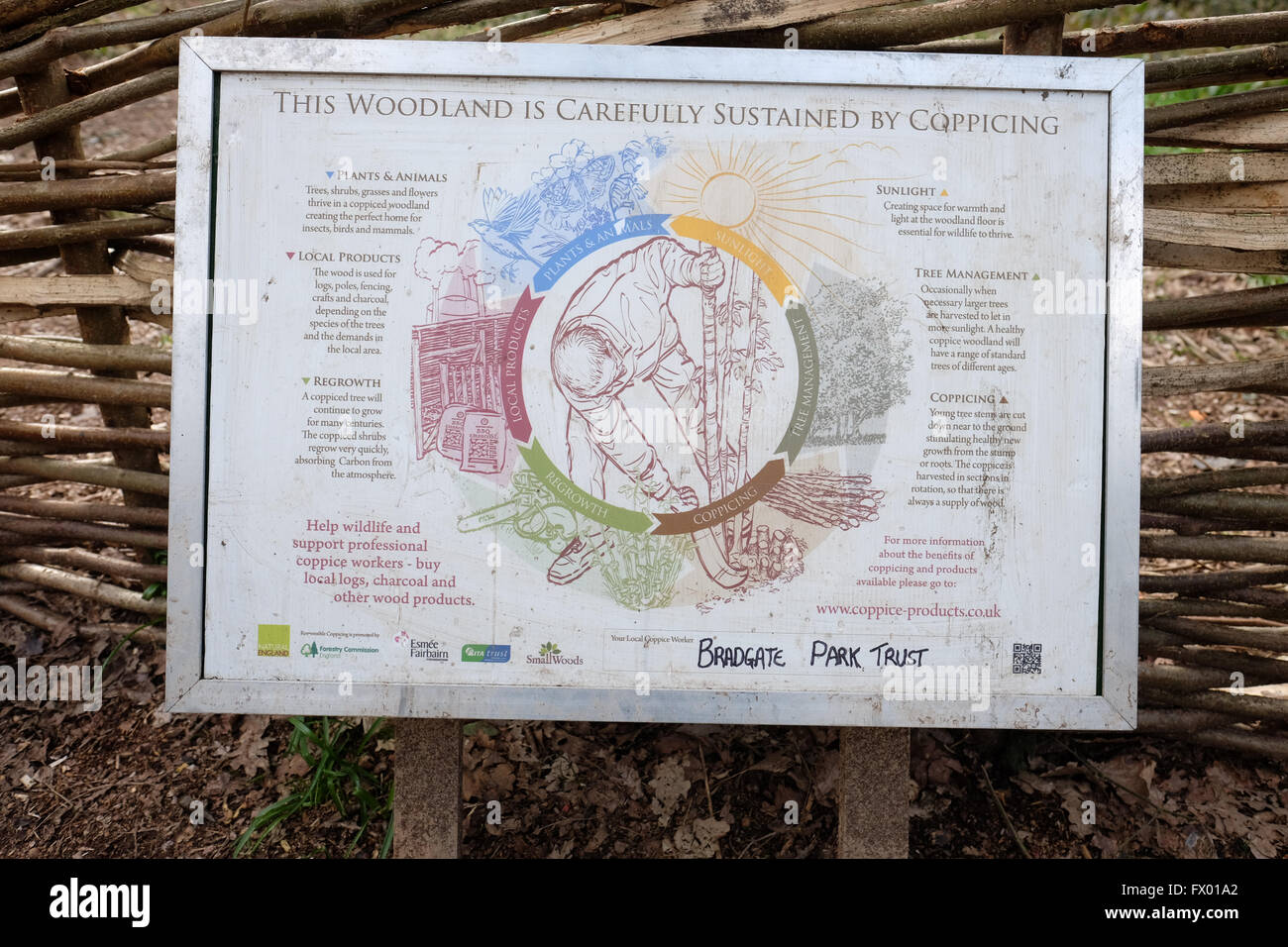 sign explaining how swithland wood is managed Stock Photo - Alamy