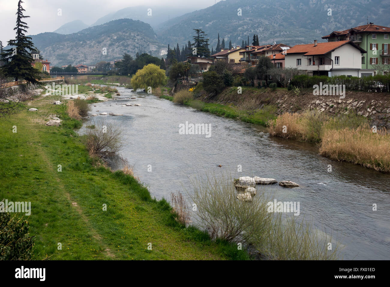 The River Sarca flowing through Arco Trentino italy Stock Photo - Alamy