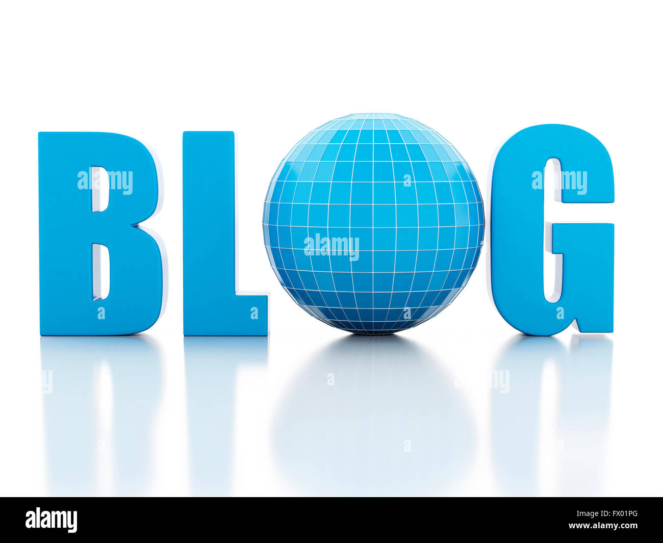 3D Illustration. Word blog with globe. Network Communications concept ...