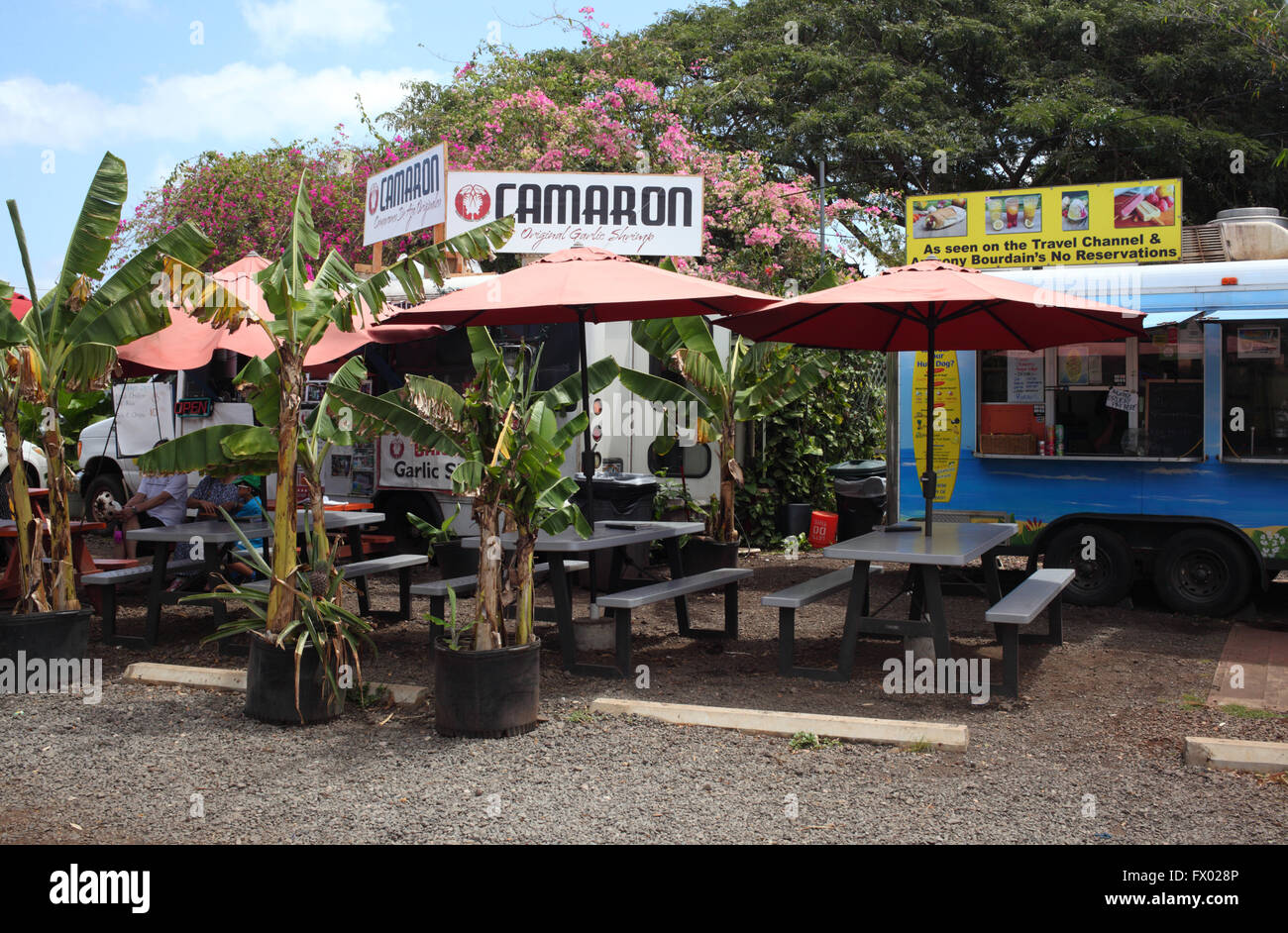 Food stands on the North Shore of Oahu Stock Photo - Alamy