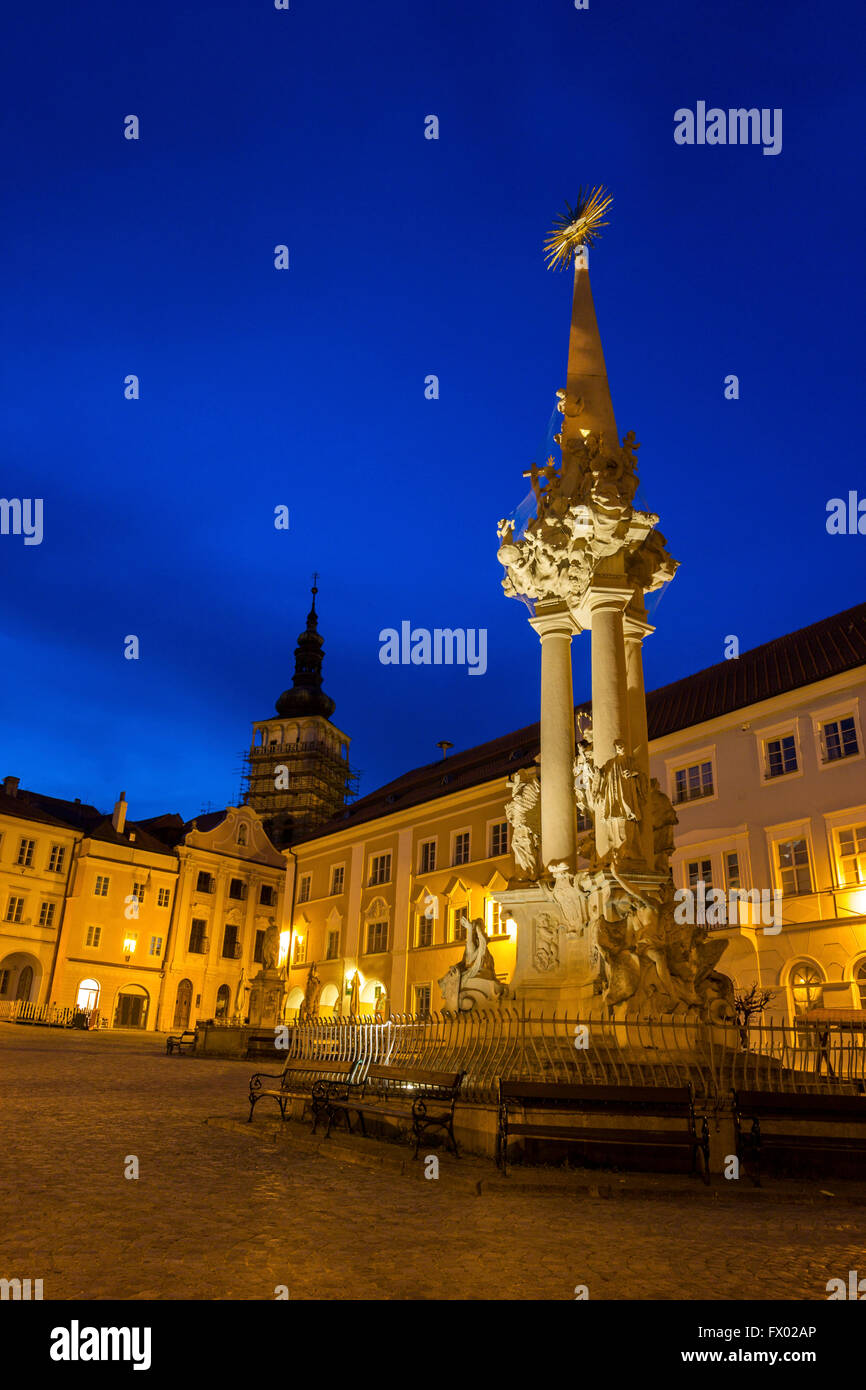 Historic Square with Holy Trinity Statue and Church of St. Wenceslas in ...