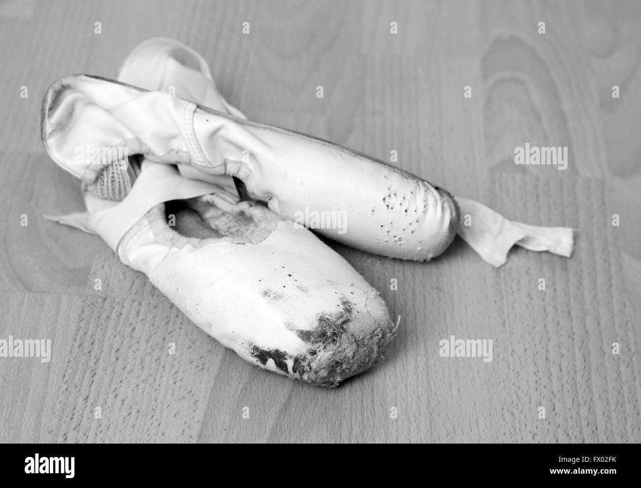 A very old, well worn, much loved and moth eaten ballet pointe shoes ...