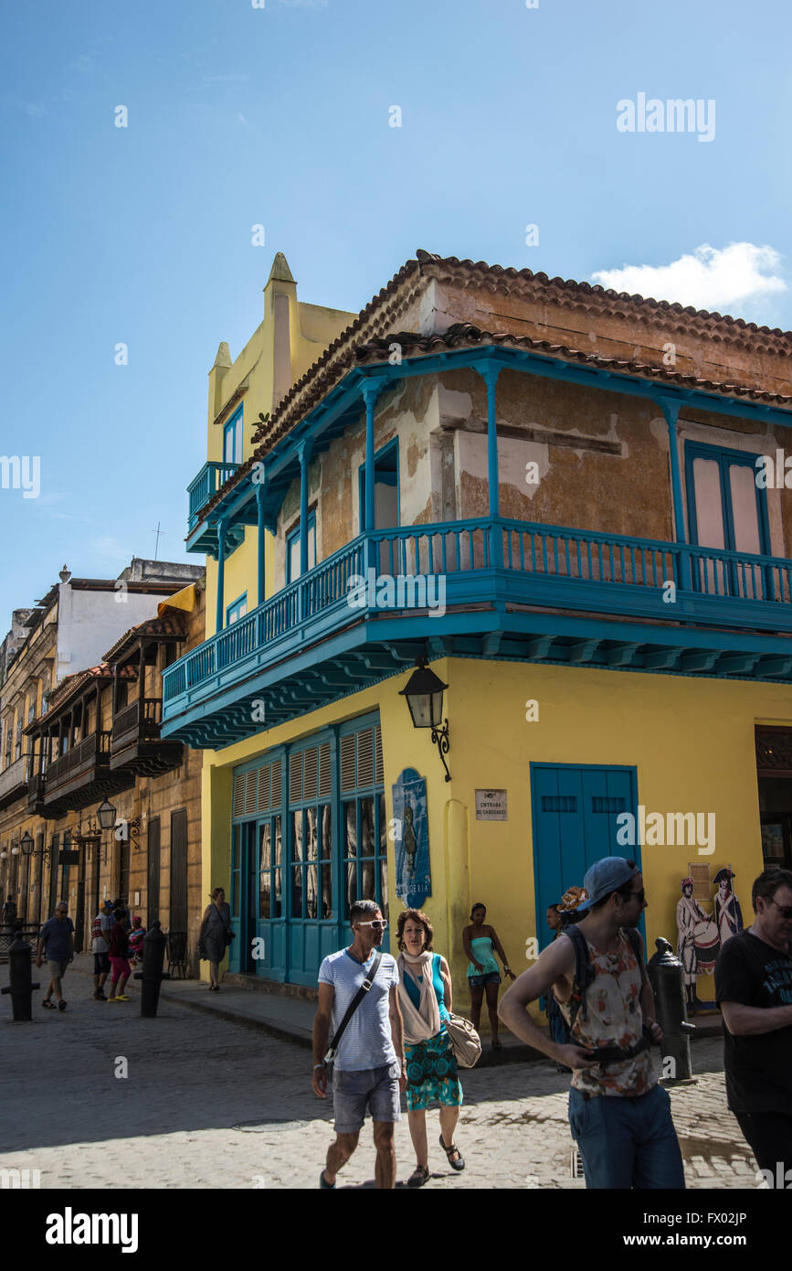Cuban typical house of the colonial epoch in Obispo Street Stock Photo ...