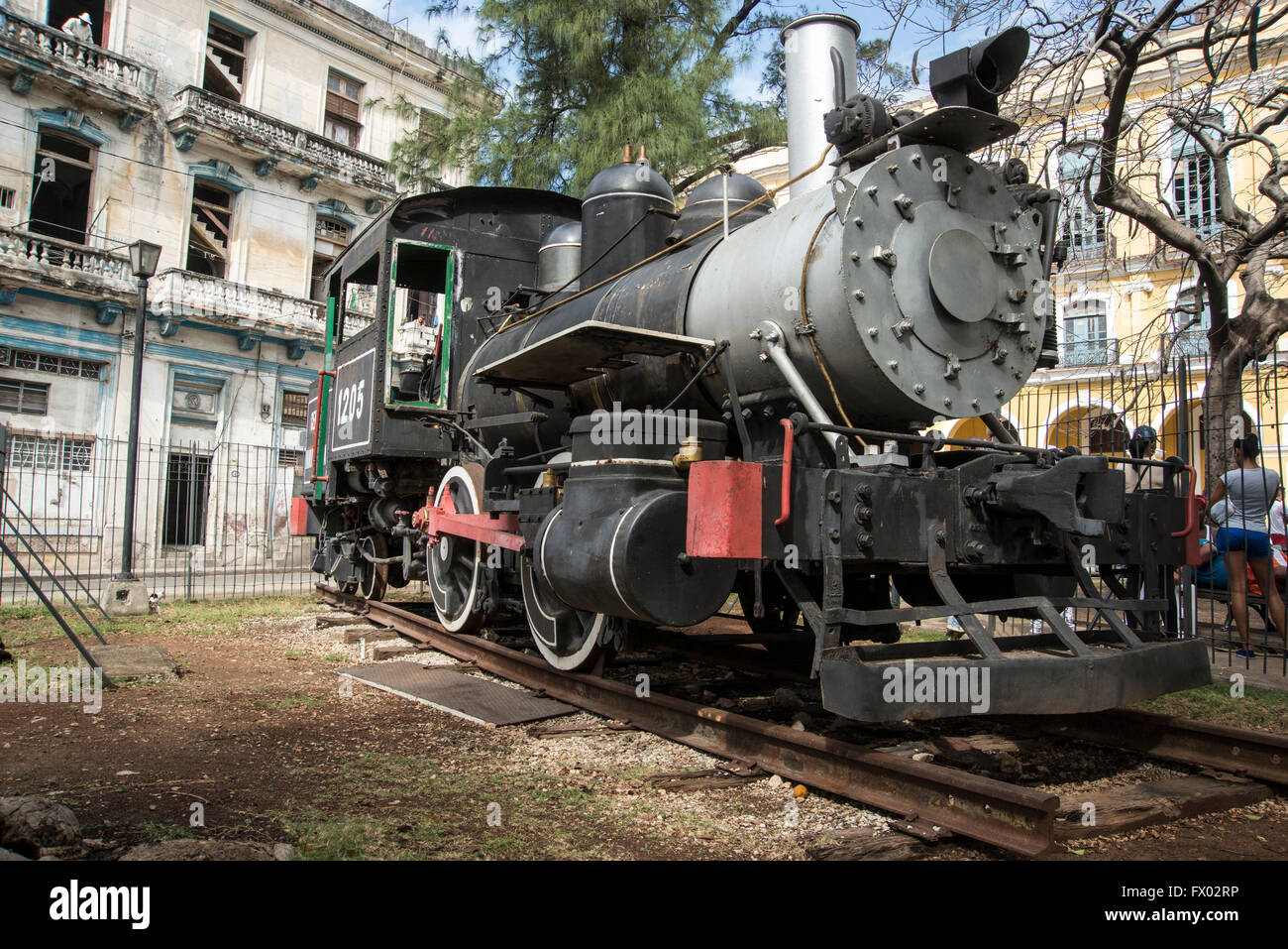 Steam train in Old Havana Stock Photo - Alamy