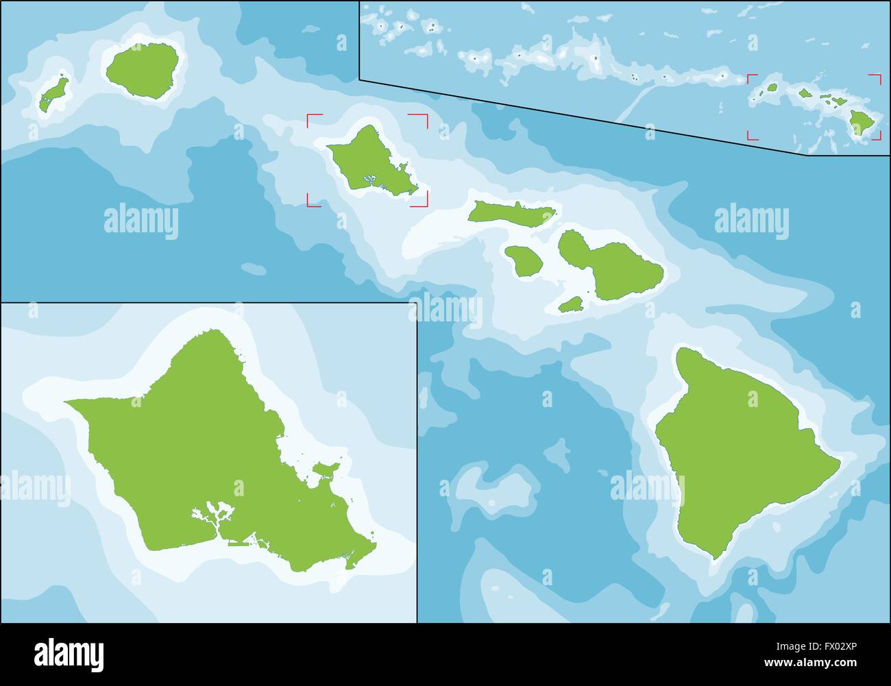 Hawaiian archipelago map hi-res stock photography and images - Alamy