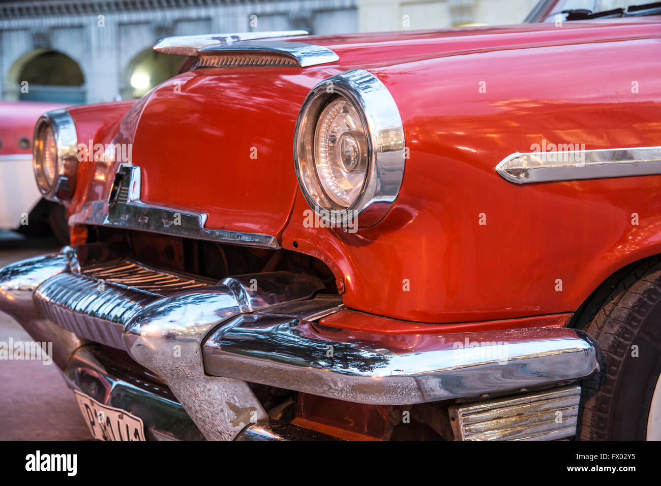 Red old car against the Grand Theater of Havana Stock Photo - Alamy