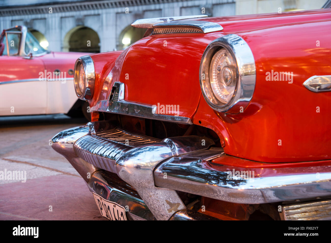 Red old car against the Grand Theater of Havana Stock Photo - Alamy