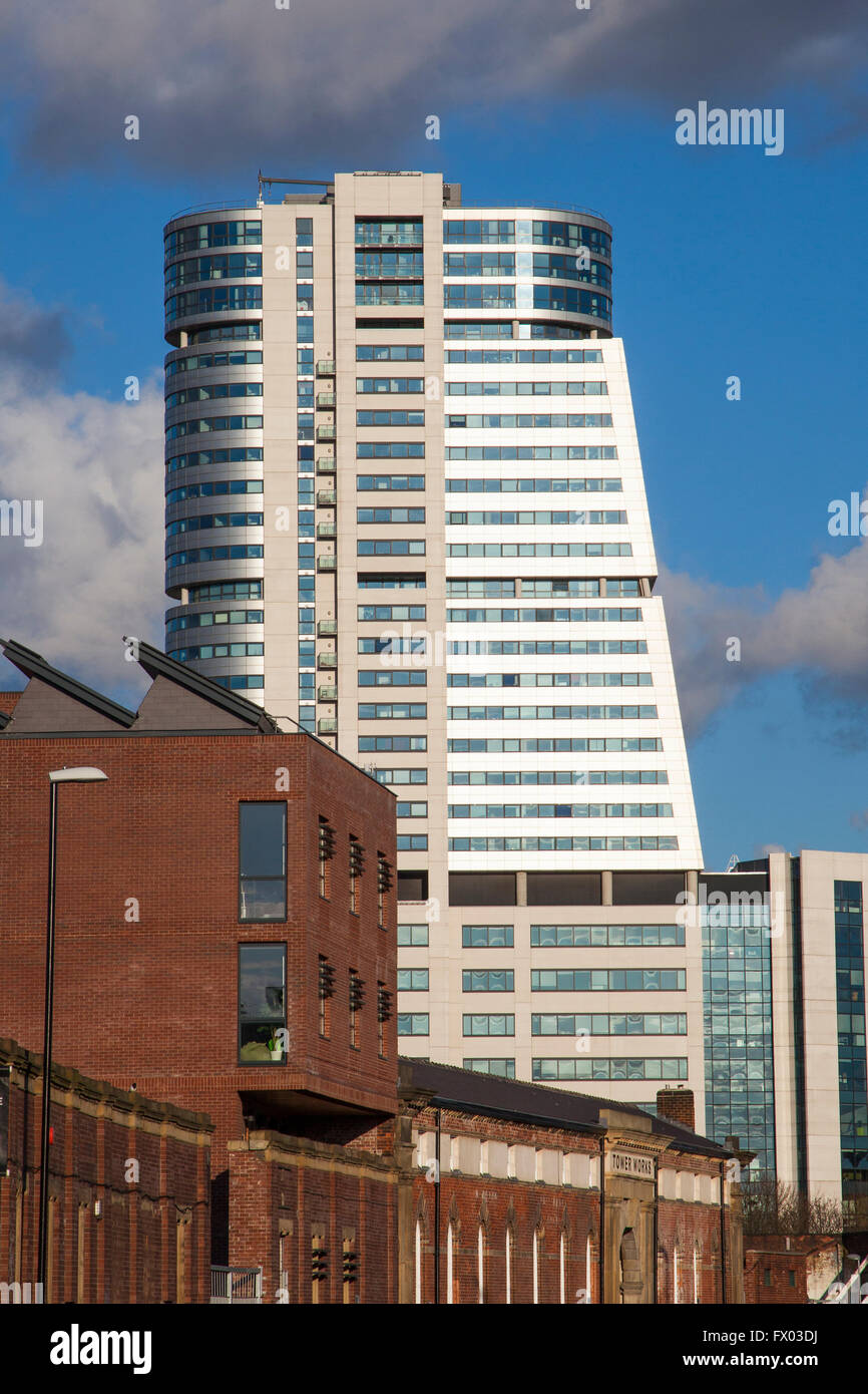 Bridgewater Place, Leeds, with Tower Works in the foreground Stock ...