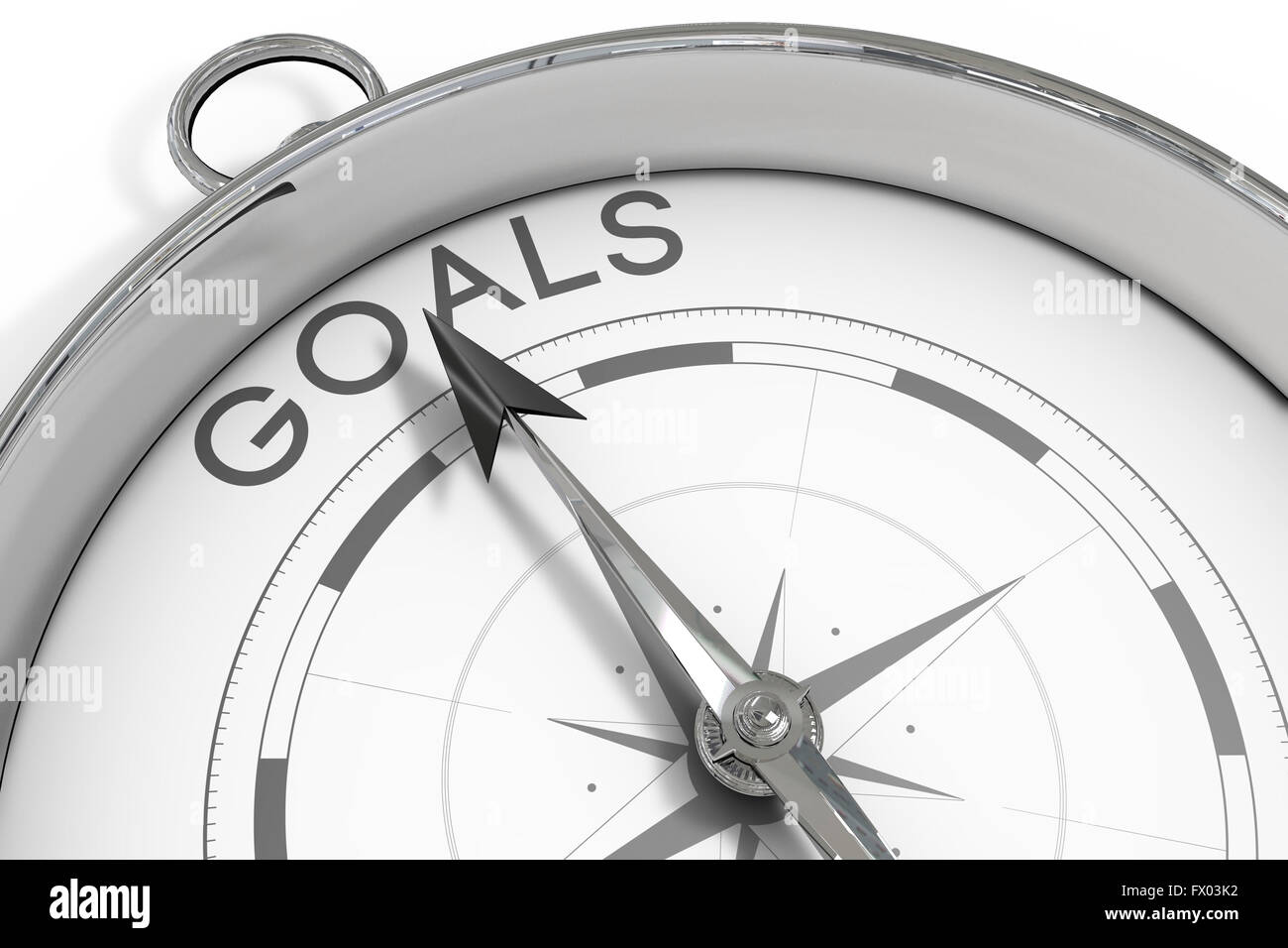 Compass pointing to goals Stock Photo - Alamy